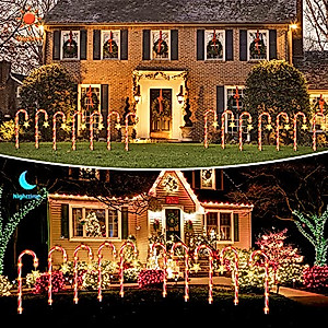 12 Pack Candy Cane Lights Pathway Outdoor 21''Christmas Candy Cane Lights Waterproof with 84 Warm LED Lights Landscape Path Lights for Xmas Yard Patio Garden Walkway Christmas Decorations