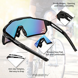 FEISEDY Sports Sunglasses Wraparound 80s Visor Men Women Outdoor Shield Baseball Sunglasses B4125