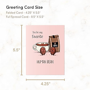 Coffee Anniversary Card for Her Him/Funny Card for Boyfriend Girlfriend/Husband Wife/Handmade Birthday Vday Greeting Card (You're my favorite human bean)