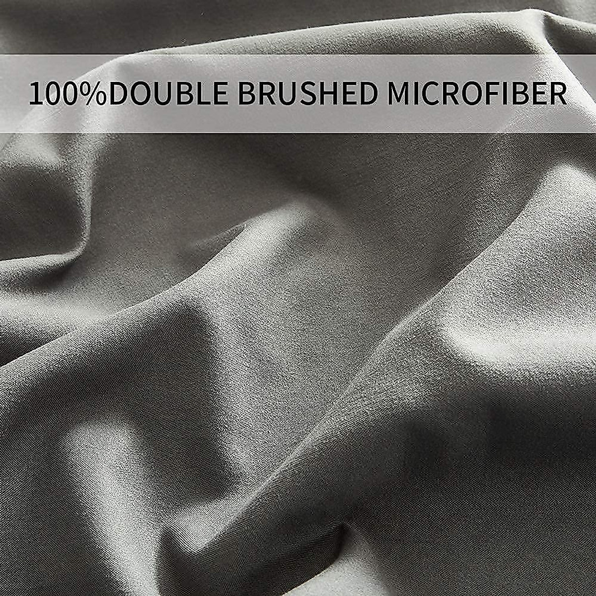 DERBELL Bed Sheet Set - Brushed Microfiber Bedding - Bedding Sheets & Pillowcases - Deep Pockets - Easy Fit - Breathable & Cooling Sheets - 4 Piece Full Dark Gray Sheet