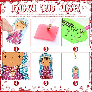 Remuuly 15 Pcs Christmas Nativity Scene Diamond Painting Keychain Christmas Hanging Ornaments 5D DIY Diamond Painting Decor Diamond Art Ornaments for Xmas Gift Holiday Craft