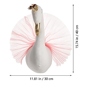 3D Wall Hanging Decoration Cute Crown Dress Swan Wall Art Sticker Hook for Nursery Kids Girl Room Wedding Birthday (Pink)