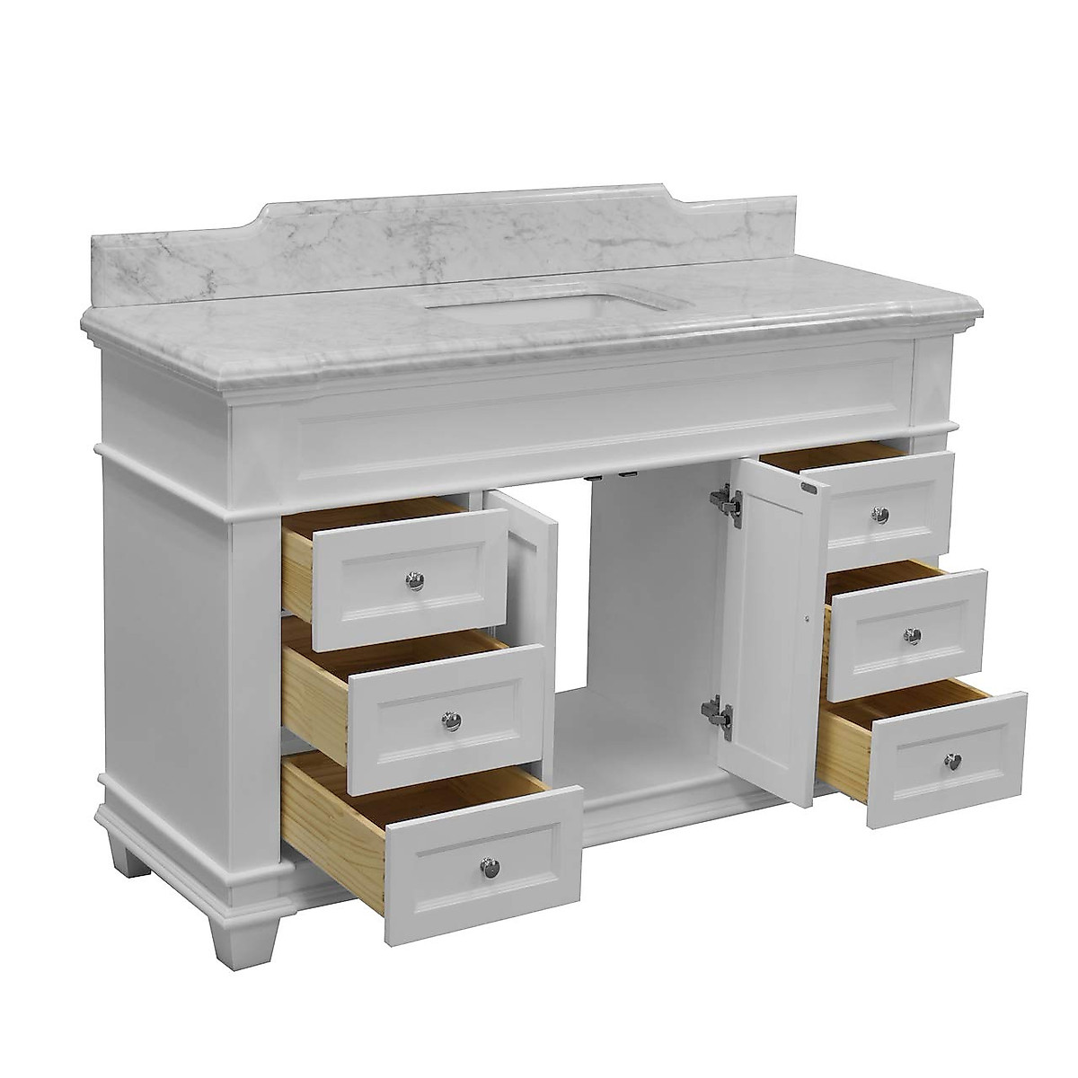 Kitchen Bath Collection Elizabeth 60-inch Single Bathroom Vanity (Carrara/White): Includes White Cabinet with Authentic Italian Carrara Marble Countertop and White Ceramic Sink