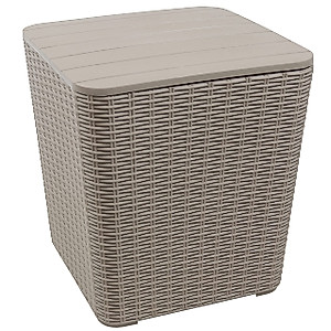 Sunnydaze 11.5-Gallon Deck Storage Box with Flat Top and Faux Rattan Design