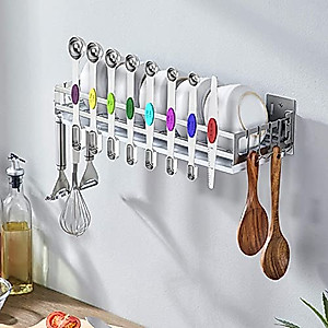 TILUCK Magnetic Measuring Spoons Set, Stainless Steel Dual Sided Spoons Set of 8, Stackable Teaspoon Tablespoon (Color, Rectangle)