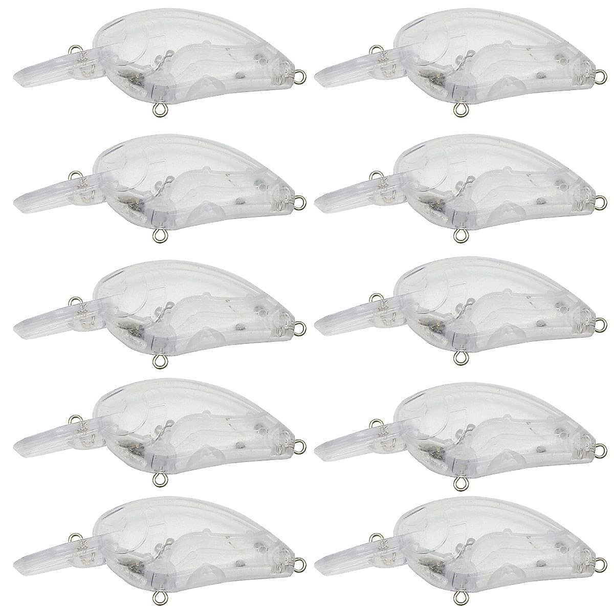 10PCS Unpainted Lure Blanks Crankbait Fishing Topwater Lures Hard Clear Plastic Simulation Minnow Bait Fishing Plugs Spoons 335 Free Eye