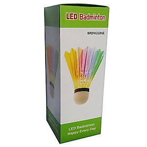 Bringsine LED Badminton Shuttlecock Dark Night Birdies Lighting for Kids Outdoor Sports-Red 4PCS