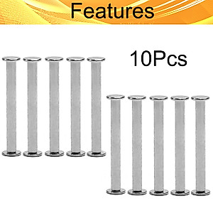 Juvielich 10 Sets Screw Post Fit for 3/16"(5mm) Hole Dia,Binding Screws Female M5x45mm Belt Buckle Binding Bolts Leather Fastener for Scrapbook Photo Albums Binding,Leather Bags,Boots,DIY Enthusiasts