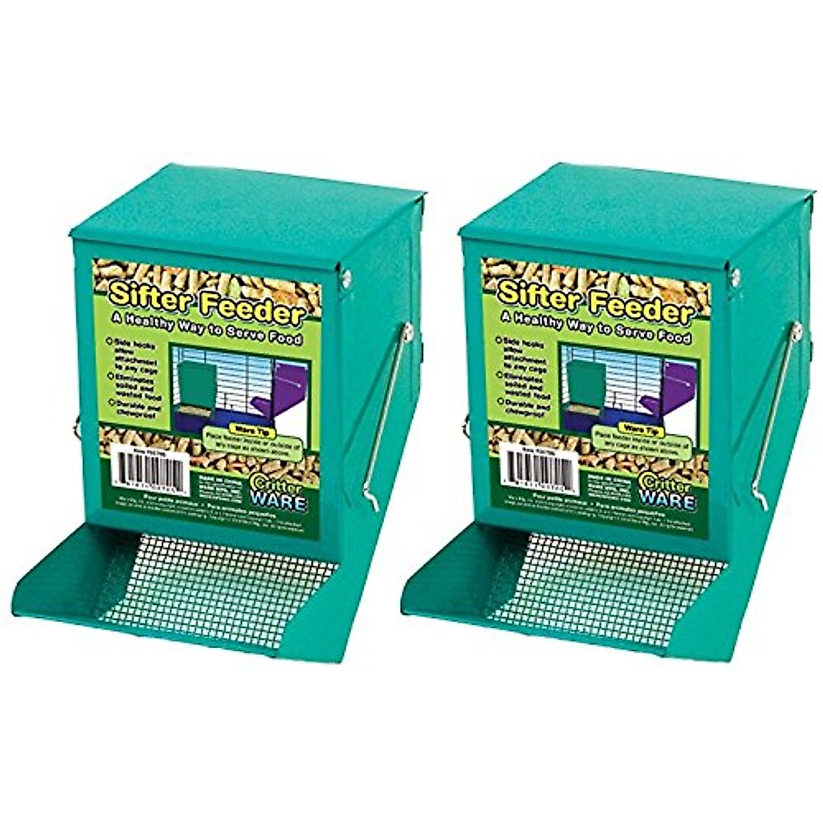 (2 Pack) Ware Manufacturing 5-Inch Sifter Pet Feeder with Lid (Assorted Colors)