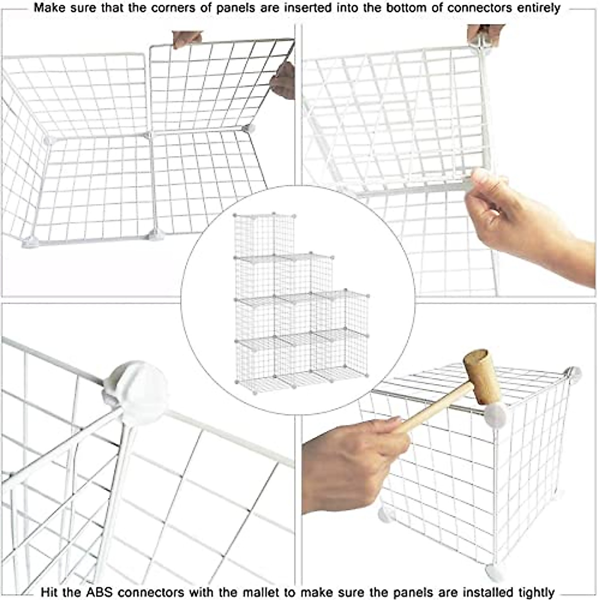 C&AHOME Wire Cube Storage, 9-Cube Organizer Metal, Wire C Grids Storage, Storage Bins Shelf, Modular Bookshelf, Closet Cabinet Ideal for Home, Living Room, Office 36.6”L x 12.4”W x 48.4”H White