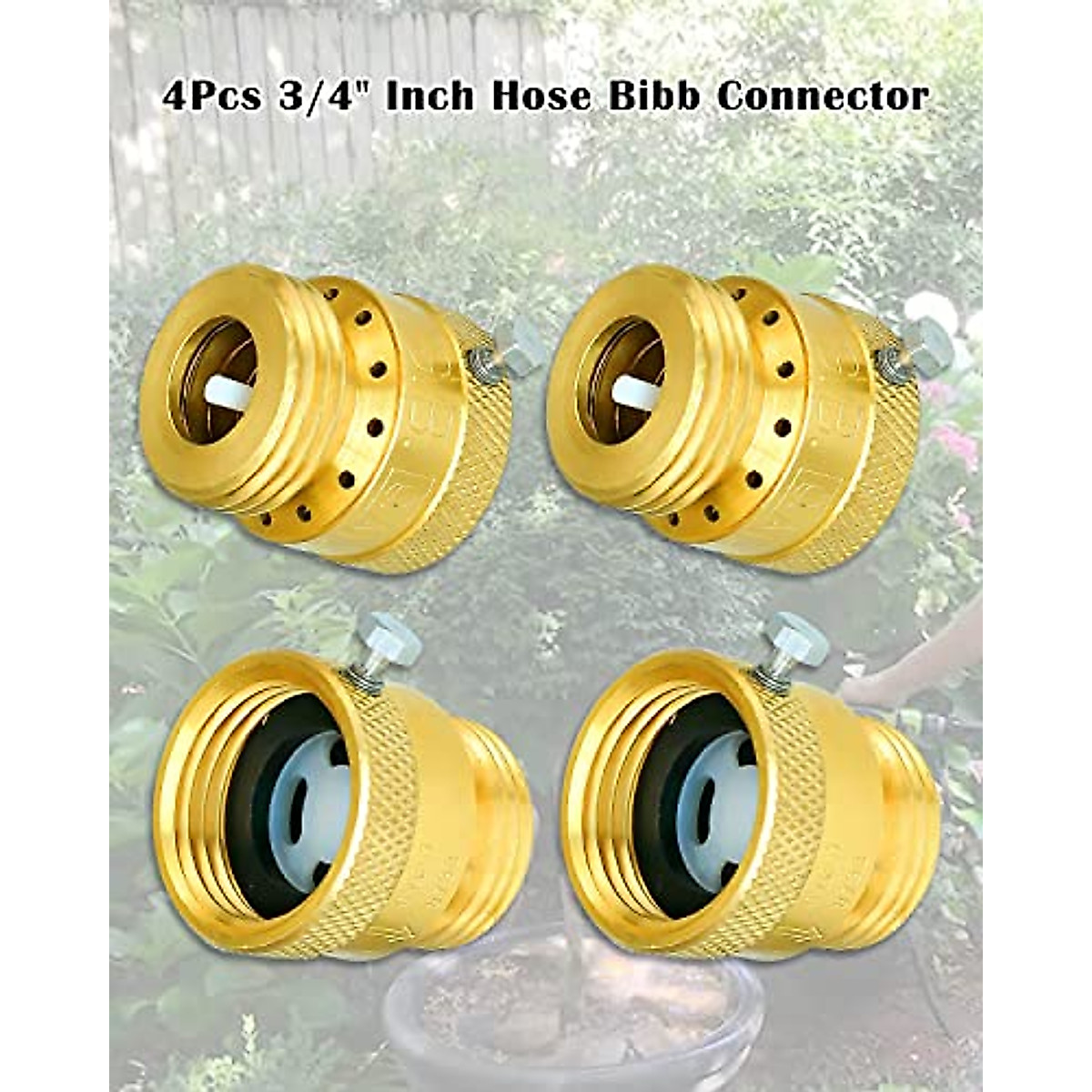 4 Pcs Anti Siphon Valve, Hose Bib Vacuum Breaker Set 3/4 Inch GHT Hose Backflow Preventer for Garden Spigot RV Hose Connection with Sealing Tape and Washers