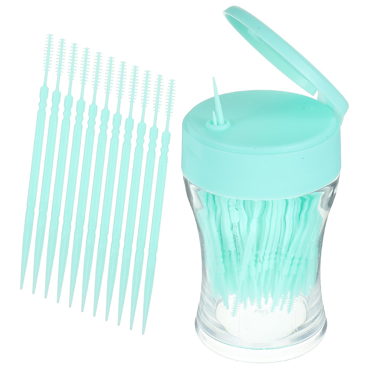 200pcs Double-Head Toothpicks Soft Plastic Oral Care Interdental Floss Cleaners Floss Picks,Braces flossers,Floss for Braces,Floss Sticks for Adults(Sky-Blue)