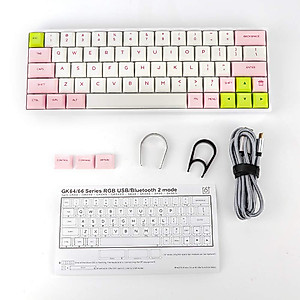 EPOMAKER SK64S Hot Swappable Bluetooth 5.1 Wireless/Wired Mechanical Keyboard with RGB Backlit, PBT Keycaps for Win/Mac/Gaming (Gateron Optical Red, Pink White)