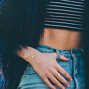 PAVOI 14K Gold Plated Cubic Zirconia Solitaire Diamond Bracelet | Bridesmaid Bracelets | Yellow Gold Bracelets for Women