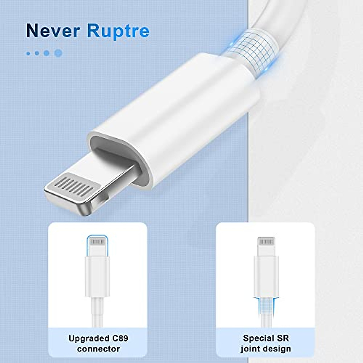 iPhone Charger 6ft 4Pack Apple Charging Cord [Apple Mfi Certified] Lightning Cable 6 Feet Long Cord,Fast iPhone Charging Cable for Apple iPhone 13 Pro Max/12 Mini/11/XR/Xs/X/8/7/6 Plus/5/iPad Air