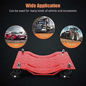 4-Pack Heavy Duty Car Dolly, Cuisinaid Wheel Car Dolly Ball Bearings Skate with 360° Rotational Wheel for Moving Cars, Trucks, Trailers, Motorcycles, Makes Moving A Car Easy, 6000 lbs Capacity, Red