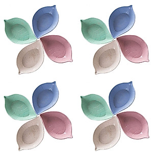 VinBee 12 Pack Leaf Shape Sauce Dish, Sauce Dipping Bowls Wheat Straw Soy Sauce Dishes Mini Dinnerware Plate Condiment Dish for Paste Jam Sushi Assorted