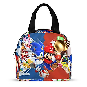 DINIBTU Kids School Lunch Box, Reusable Cute Lunch Bag Insulated Kids Cooler Tote Bag Multi-functional for Teen Boys Girls