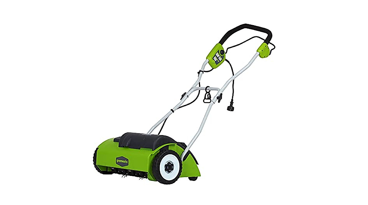 Greenworks 14-Inch 10 Amp Corded Electric Dethatcher for Lawn Care