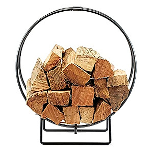 UniFlame Firewood Log Hoop Rack with 1/2" Solid Stock, Black