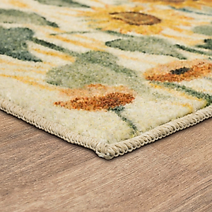 Mohawk Home Fall Sunflowers Casual Floral Golden Yellow 1' 8" x 2' 6" Kitchen Mat Perfect for Living Room, Dining Room, Office