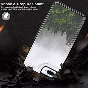 LETO iPhone 8 Plus Case,iPhone 7 Plus Case,Flip Folio Leather Wallet Case with Floral Designs,Kickstand Card Slots Cover,Protective Phone Case for iPhone 7 Plus/iPhone 8 Plus Fog and Trees