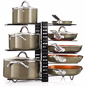 Last Minute Kitchen Pot & Pan Organizer 3 DIY Method Adjustable 8+ Rack System for Pantry Cabinet & Countertop Black Heavy Duty Steel (ECO-FRIENDLY)…