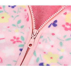 Baby Toddler Boys Girls Sherpa Fleece Lined Jacked Sweatshirt Fall Winter Autumn Warm Clothes with Hoodie Floral 1-2T 90