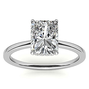 Solitaire Moissanite Engagement Ring Set, 2 CT Radiant Cut Moissanite Bridal Wedding Ring Set for Women, Anniversary / Propose Gifts Her, VVS1 Colorless, 10K 14K 18K Solid Gold, 925 Silver (925 Silver (White Gold Plated))