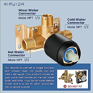 Airuida Shower Faucet Set Bathroom Rain Shower System SUS304 Stainless Steel Single Handle With Male Threads Rough-in Valve Shower Trim Kit 8 Inch Wall Mount Shower Head Matte Black