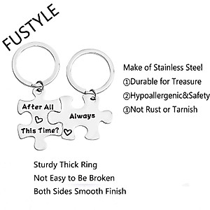 Couple Puzzle Keychain After All This Time and Always Couples Jewelry Best Friend Gift (silver)