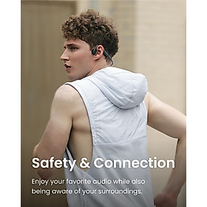 SHOKZ OpenMove - Open-Ear Bluetooth Sport Headphones - Bone Conduction Wireless Earphones - Sweatproof for Running and Workouts, with Sticker Pack (Grey) (Renewed)