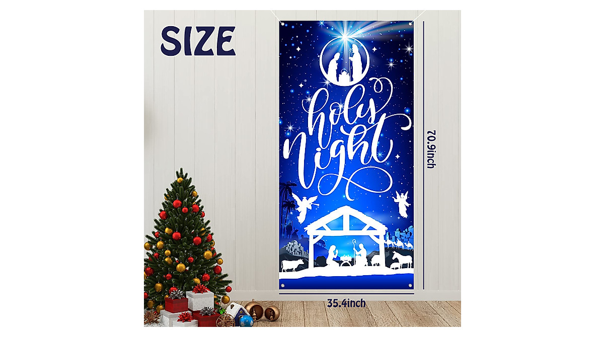 Christmas Nativity Scene Door Cover - Holiday Decor by PATIAI