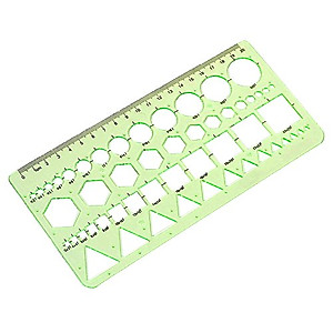 2PCS Plastic Green Measuring Templates Geometric Rulers for Office and School, Building formwork, Drawings templates