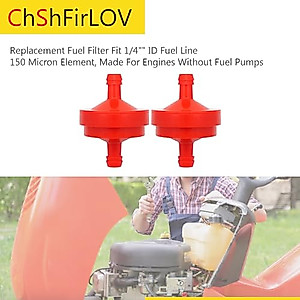 394358 AM38708 298090 Lawn Mower 1/4" Inline Gas Fuel Filter for B & S BS 394358S 5098K 7-6572 1/4" Inline Gas 75 Micron Assembly (2/Pack)