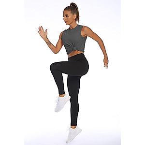 Womans Sleeveless Tops Summer Casual Tank Tops Cool Loose Fit Shirts Crop Tops Dark Grey Small