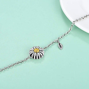 Sunflower Cremation Jewelry 925 Sterling Silver Urn Bracelet Link Flower Keepsake Ashes Memorial Pendant Locket for Women Mom