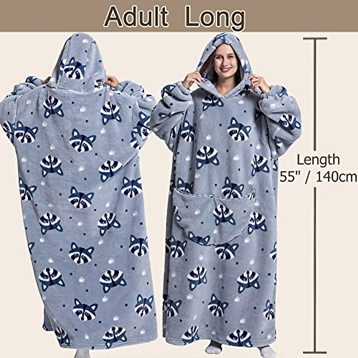 Très Chic Mailanda Wearable Blanket Hoodie for Women Oversized Cozy Blanket Sweatshirt with Sleeves and Giant Pockets for Adult Men