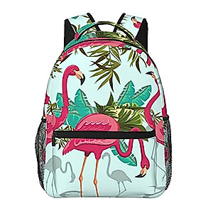 Tropical Palm Tree Flamingo Casual Backpack Printed Travel Daypack Laptop Backpack