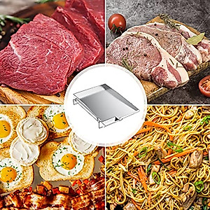 Skyflame Universal Stainless Steel Griddle, Flat Top Gas Grill Griddle Pan with Removable Rack and Raised Lip Edges, Fit for Most Gas Grill with Side Burner and Other Grills, Size 14.5" x 10"