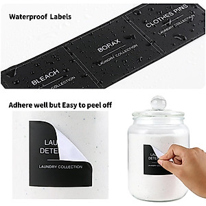 TIPGO Glass Jars for Laundry Room Organization and Storage, 0.5 Gallon Glass Containers with lids, Laundry Pods and Detergent Container (Set of 2, Black Labels)