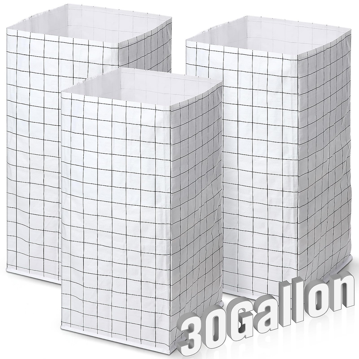 Singhoow 3 Pack Disposable Trash Cans 30 Gallon Reusable Garbage and Recycling Bins Trash Can Bin 30" Tall X 14" Wide 17" Deep for Parties Events Wedding Birthday Activities