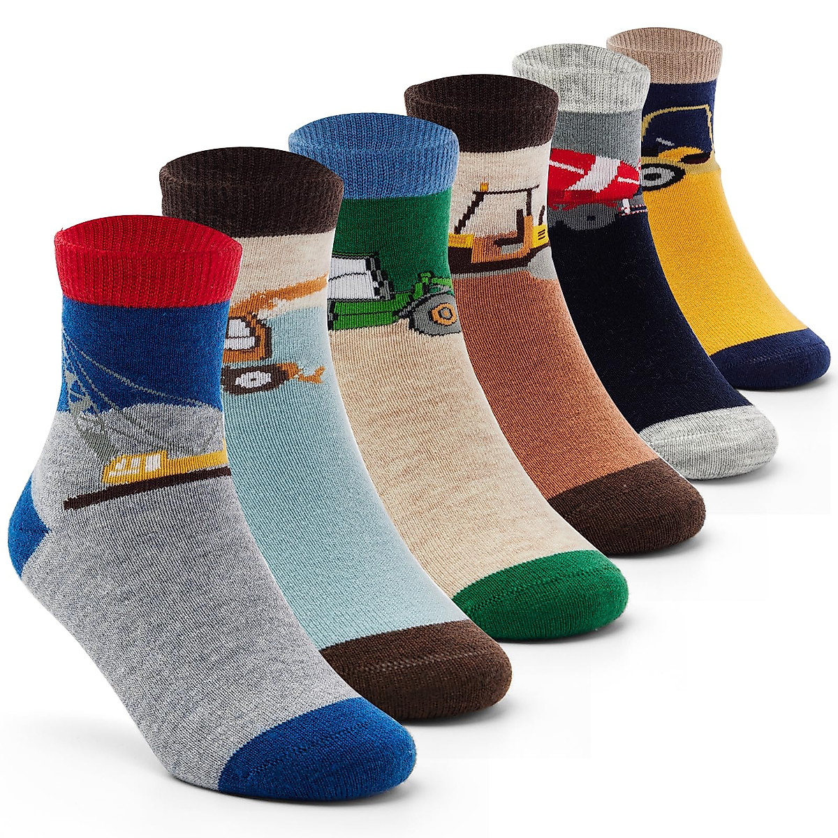 Moon Tree Little Boys Wool Socks Kids Warm Socks Winter Thermal Crew Socks 6 Pack 3-5 Years