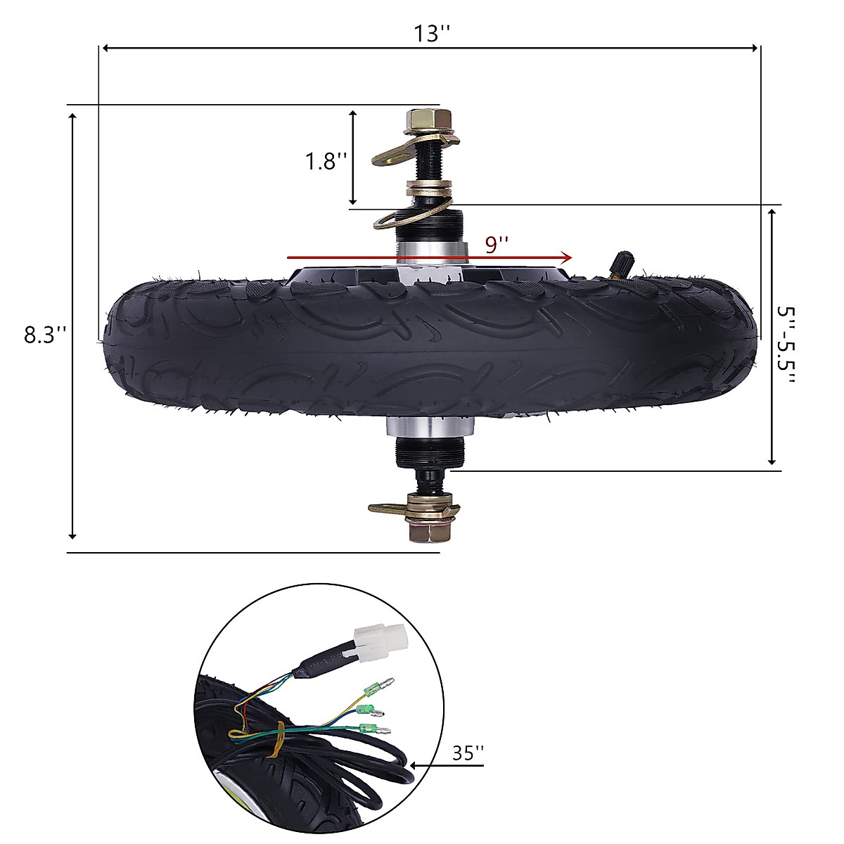13'' Electric Bicycle Brushless Hub Motor Front Rear Wheel Cycle Bike E-Bike Hub Motor Conversion Kit 36V 350W Brushless Gearless Hub Motor Electronic Brake Disc Brake 22mile/h 1000RPM (36V 350W)