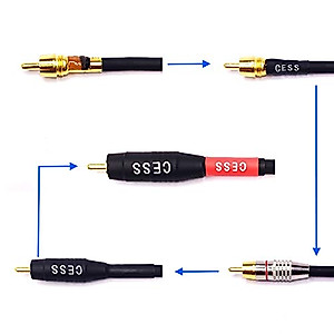 CESS-075-1f Heavy Duty Waterproof Phono RCA Male to Male Patch Cable (1 FT)