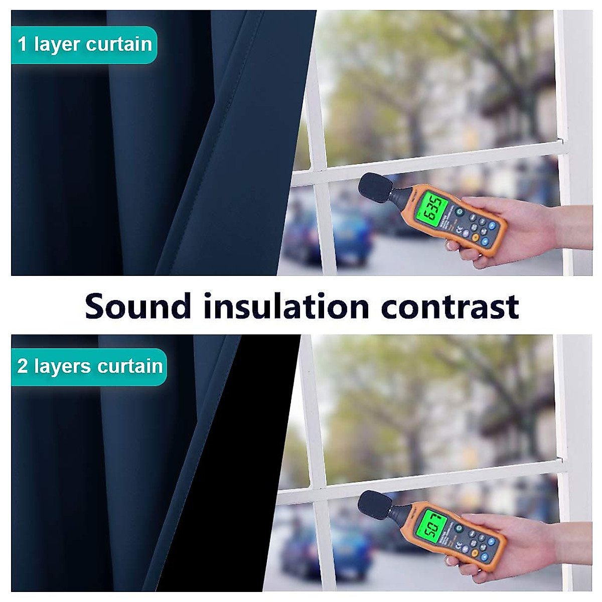 NICETOWN 100% Blackout Blinds, Laundry Room Decor Window Treatment Curtains, Thermal Insulated Energy Smart Drapes and Draperies for Villa, Hall and Studio (Navy, Set of 2, 52 inches x 95 inches)