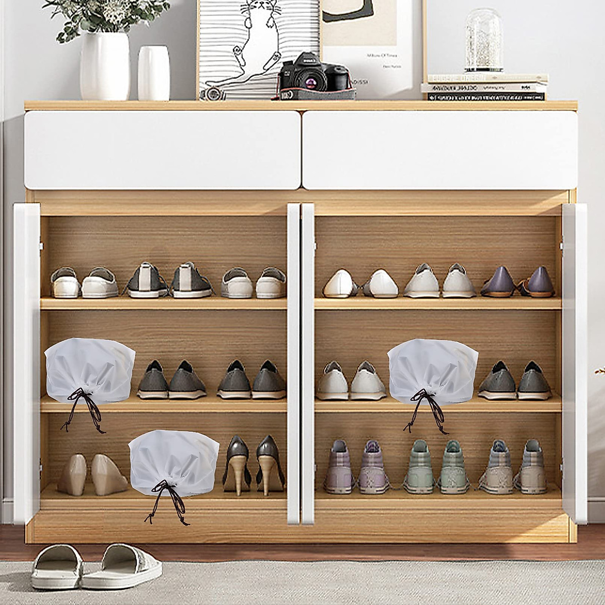 50 Pack Shoe Bags for Travel,Portable Travel Shoe Bag,Large Clear Shoes Pouch Storage Packing Organizers with Drawstring,Dustproof & Waterproof Shoe Storage Bags for Women and Men