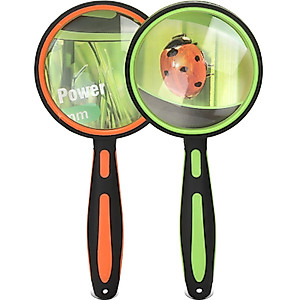 Ocim 2 Pack 75mm 10X Magnifying Glass, Kids Magnifying Glass,Magnifier with Non-Slip Rubber Handle for Seniors Reading and Kids Nature Exploration