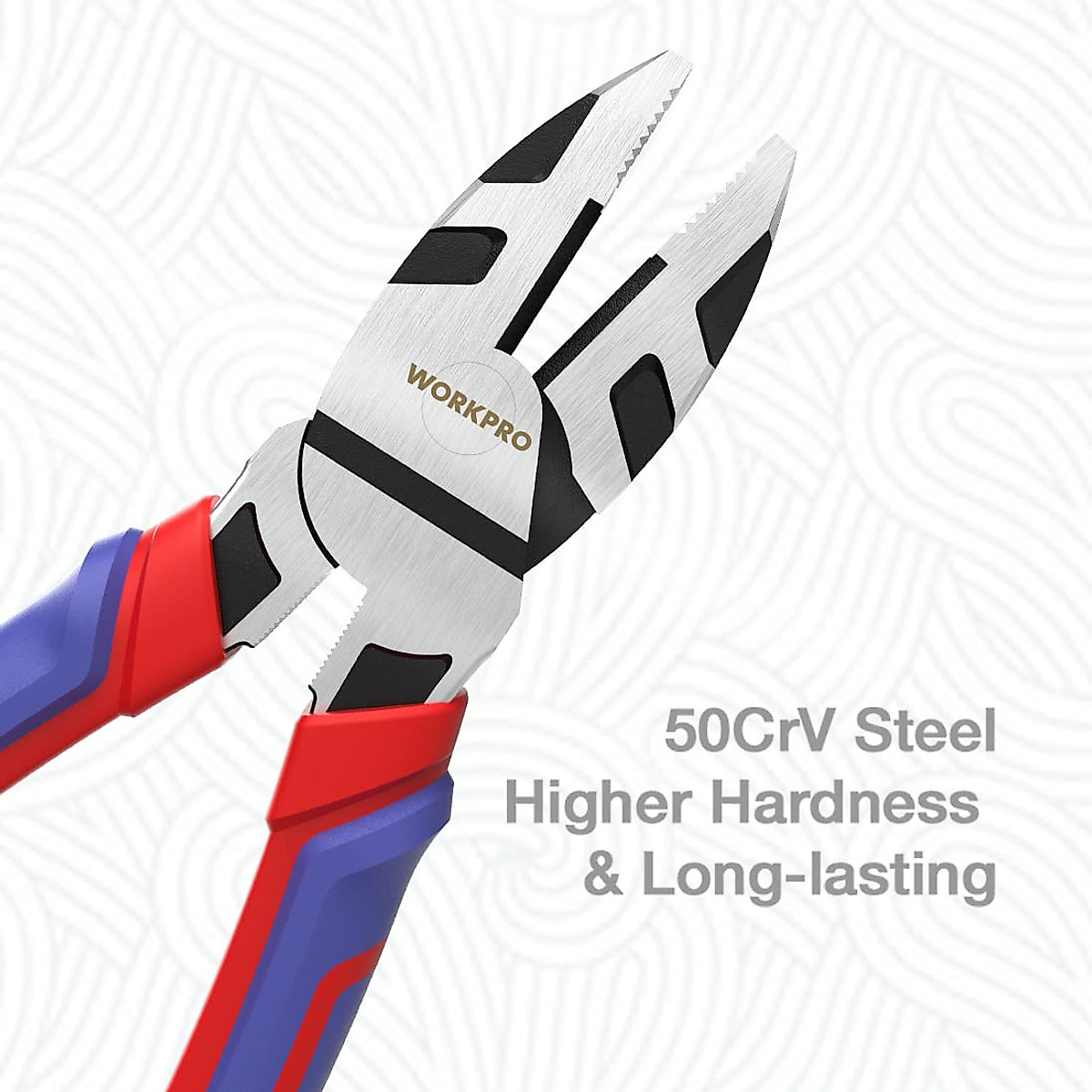 WORKPRO 8-Inch Linesman Pliers in CRV Steel for Twisting and Cutting Wires, Clamping Screws