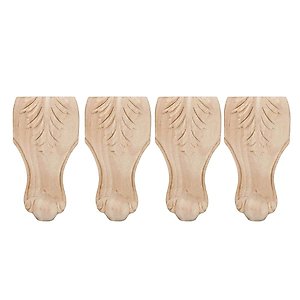 Hztyyier 4pcs Solid Wood Furniture Legs Wood Carved Sofa Couch Chair Ottoman Loveseat Table Cabinet Furniture Wood Legs Wood Unfinished Carved Feet(15x6cm)